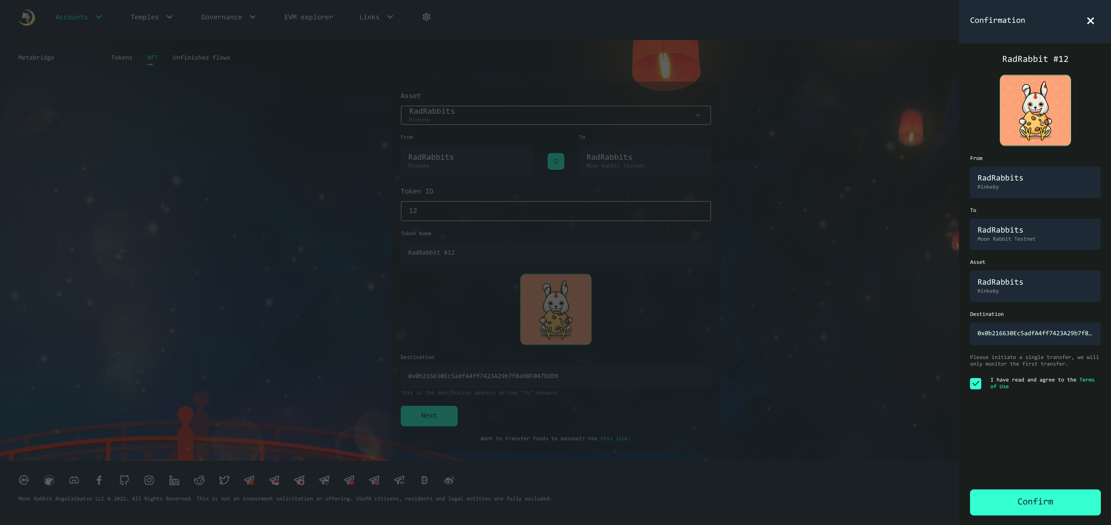 Guide Of Using EVM Ethereum NFT Bridge · MoonRabbit
